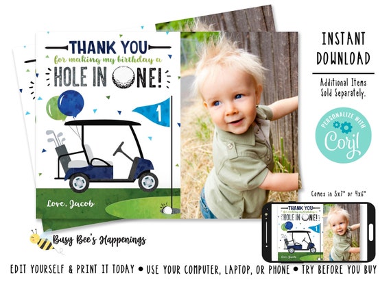 Golf Birthday Thank You Golf Thank You Note Golf Picture Thank - Etsy