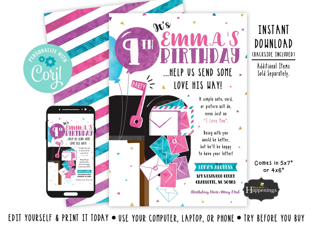 Birthday by Mail Invitation Quarantine Birthday Party Social Distance ...