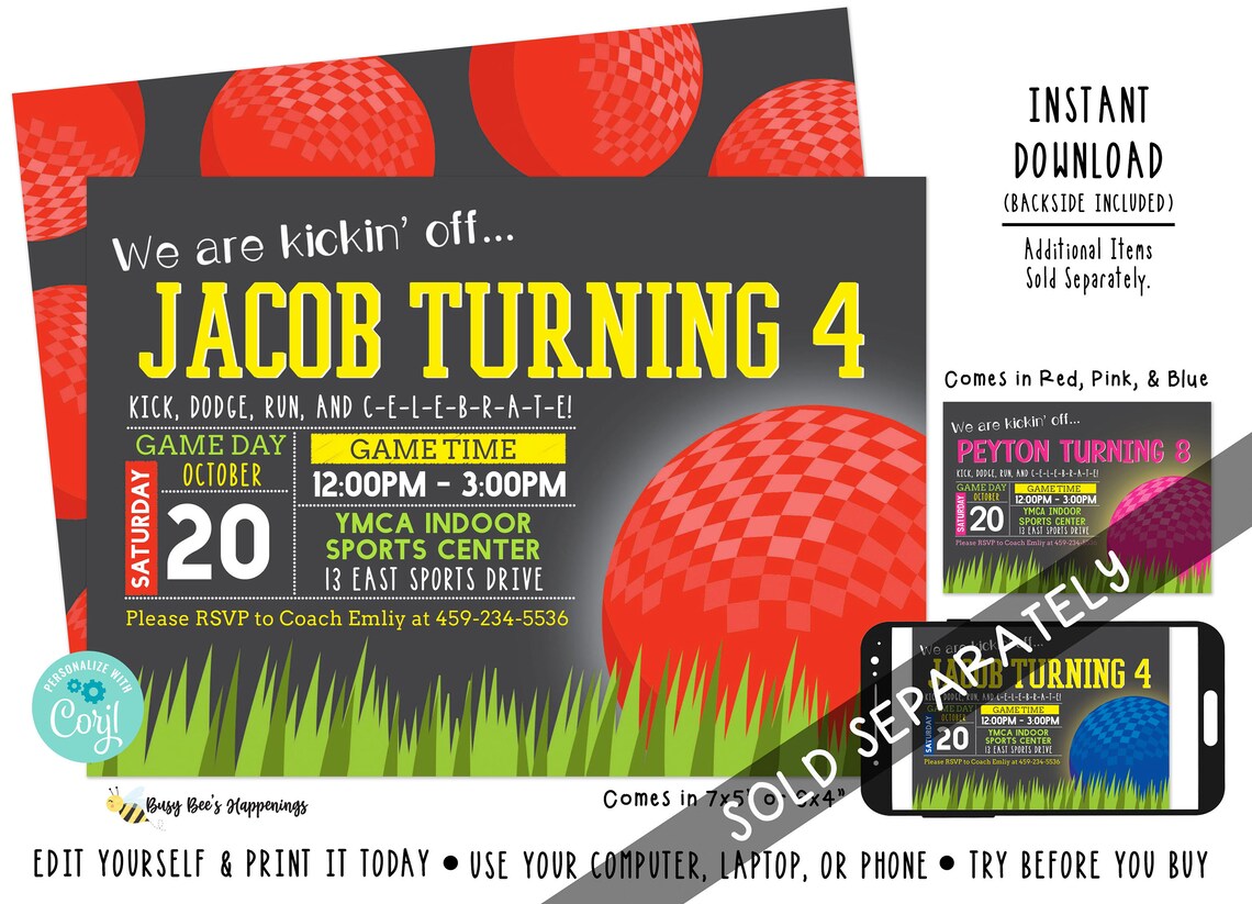 Kickball Birthday Favor Tag Kickball Favor Tags Dodge Ball Birthday ...