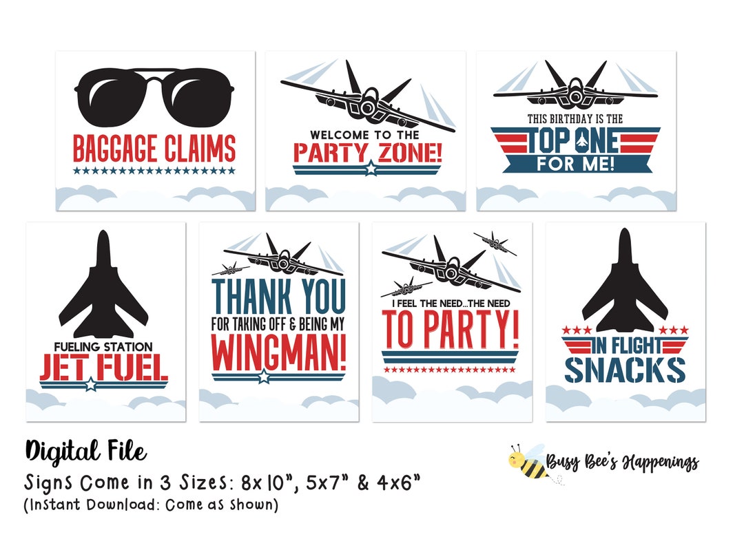 Jet Birthday Party Signs: Pilot Theme Decor (PDF) Top One Birthday ...