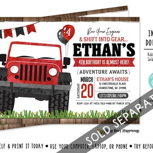4x4 Birthday Invitation Orange Truck Birthday Invitation Off-road ...