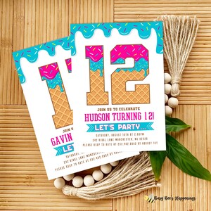 Drip Birthday Party Invitation: Ice Cream Theme (digital) 11th or 12th ...