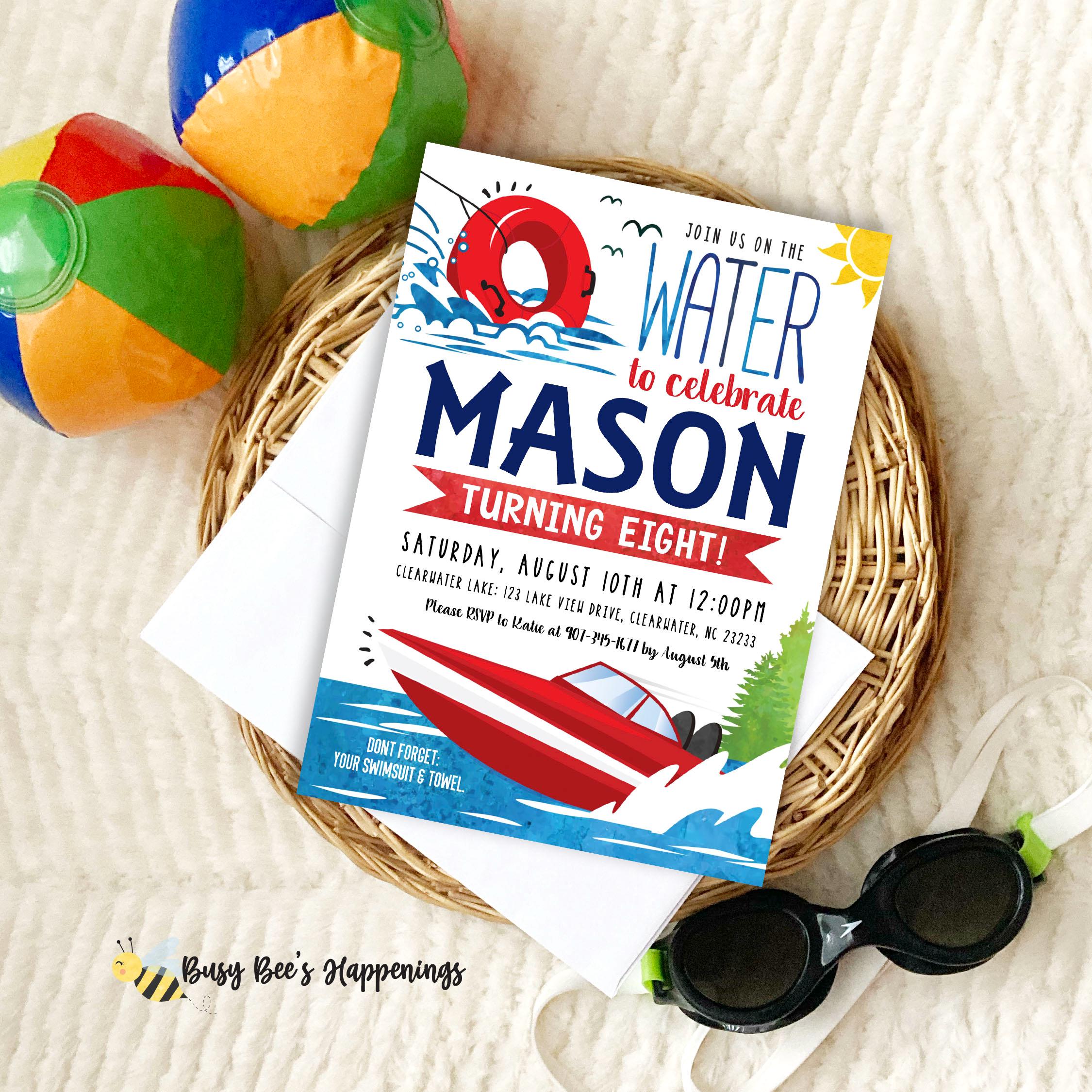 River Tubing Birthday Invitation: Editable Lake Party Template - Etsy