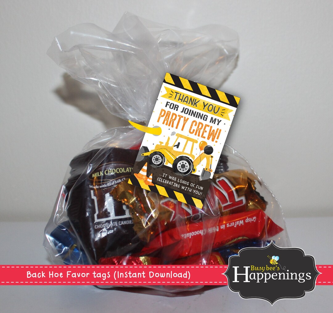Construction Favor Tags Construction Birthday Party Back Hoe Favor Tags ...