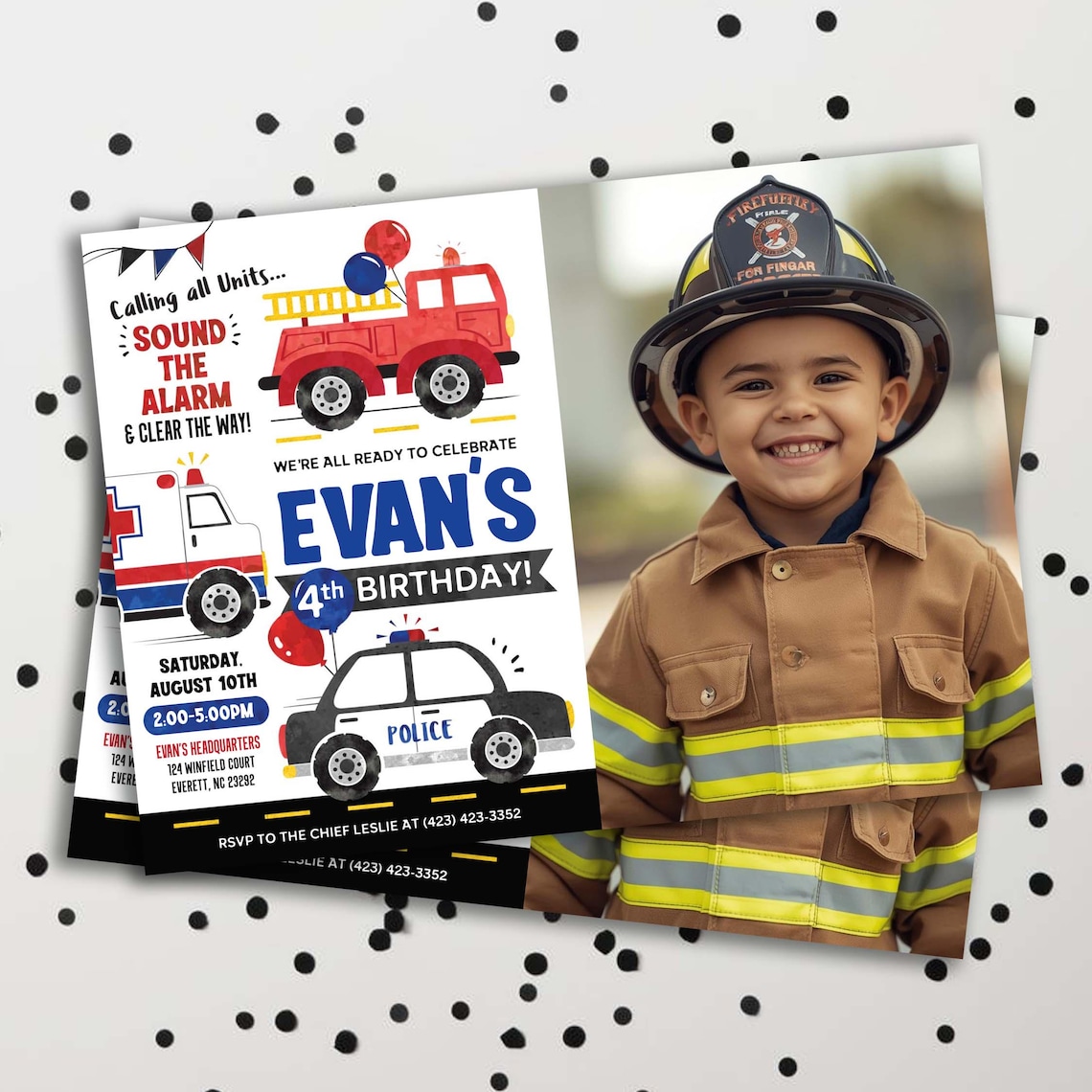 First Responders Birthday Invitation: Emergency Response Vehicle Party ...