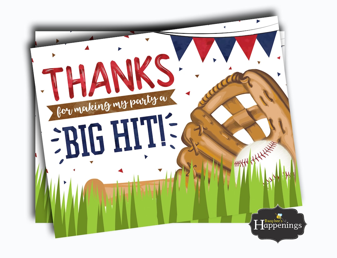 Baseball Birthday Thank You Card Rookie of the Year Thank You Little ...