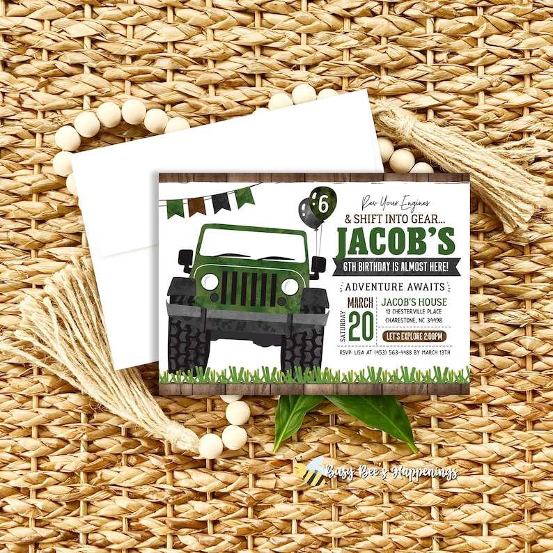 Off Road Camoflauge Truck Birthday Invitation: 4x4 Adventure (5x7 or ...
