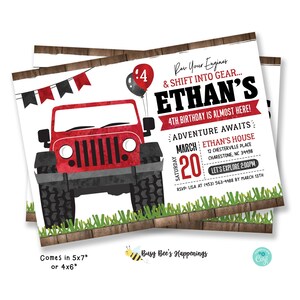 Red Truck 4x4 Birthday Invitation, Off-road Adventure (digital Download ...