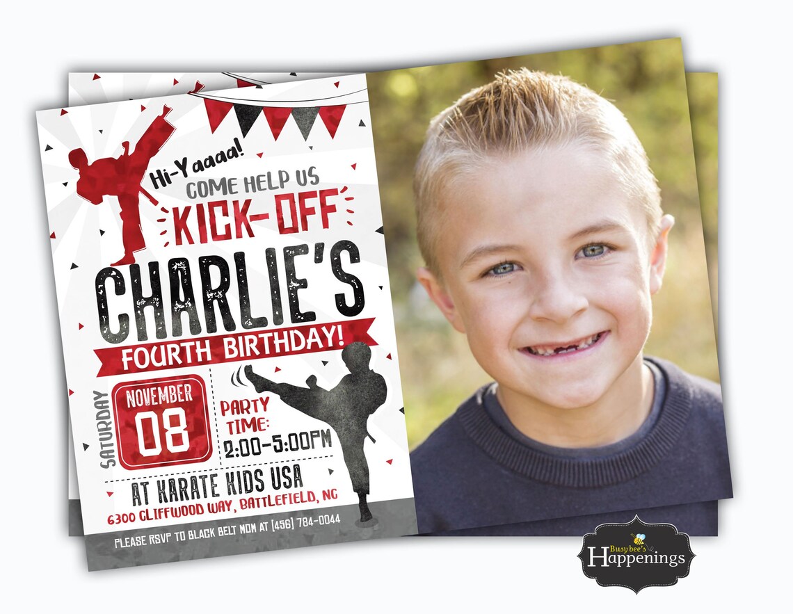 Karate Birthday Invitation Karate Party Invitation Ninja | Etsy