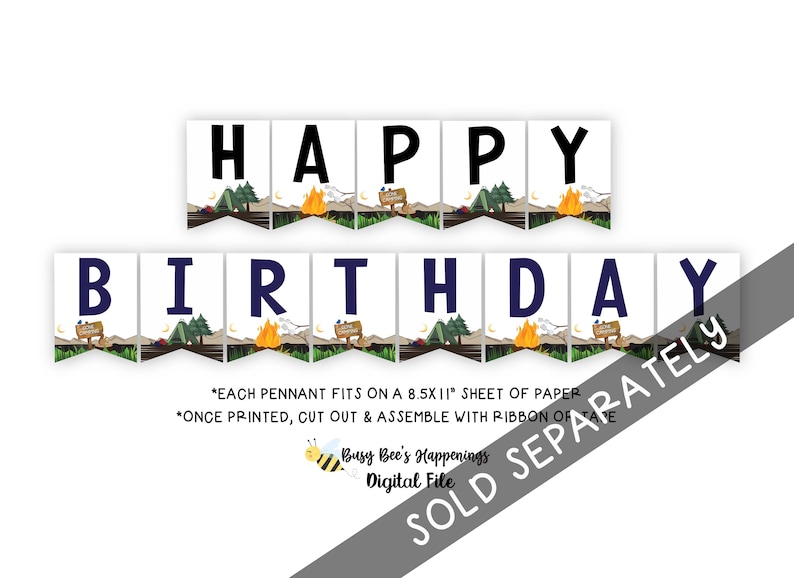 Camping Birthday Party Signs: Campout Theme Decor (digital File) - Etsy