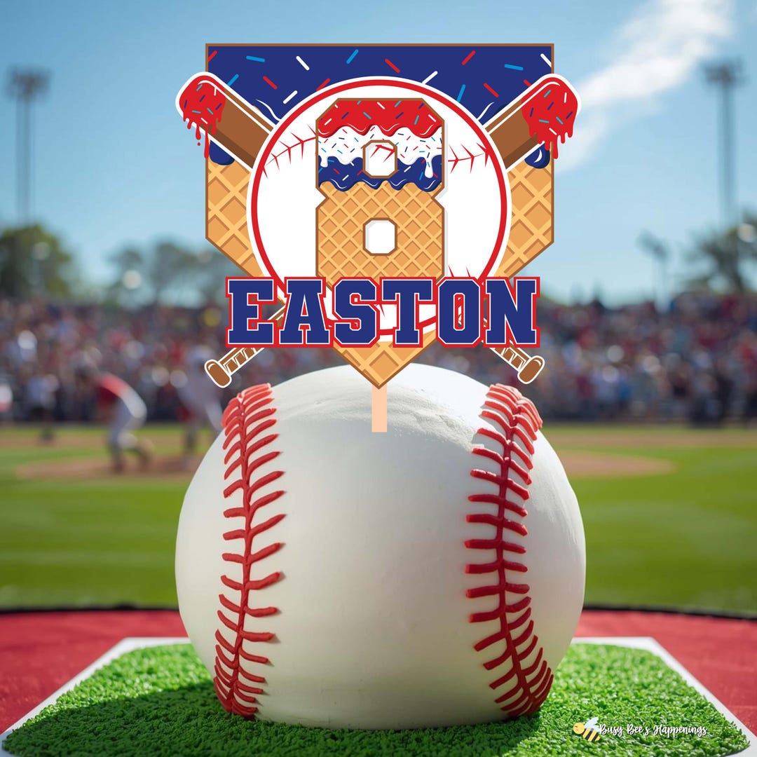 Editable Drip Birthday Cake Topper: Baseball, Ice Cream, Sports ...