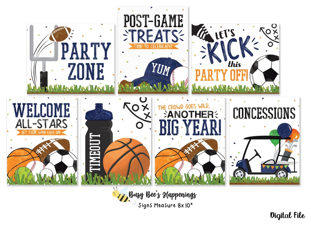 Sports Birthday Signs: Sports Party Decor (digital File) Basketball ...