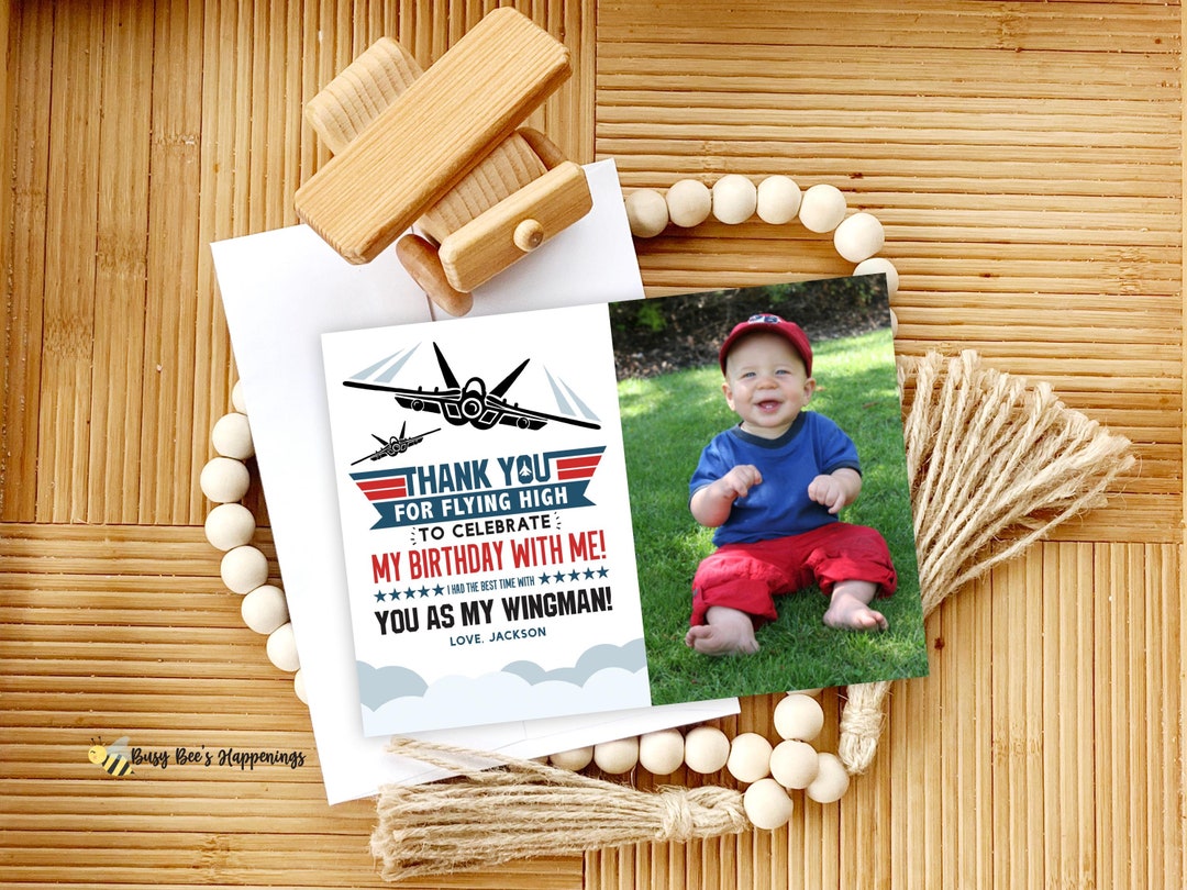Fighter Jet Birthday Thank You Note: Airplane Pilot Party (printable ...