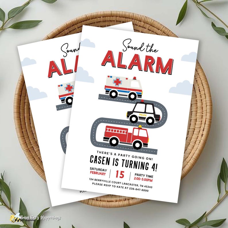 First Responders Birthday Invitation | Firefighter Police EMS Party ...