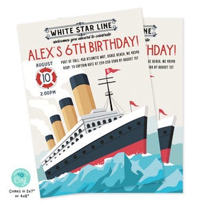 Titanic Birthday Invitation: Vintage Cruise Liner, Nautical Theme ...