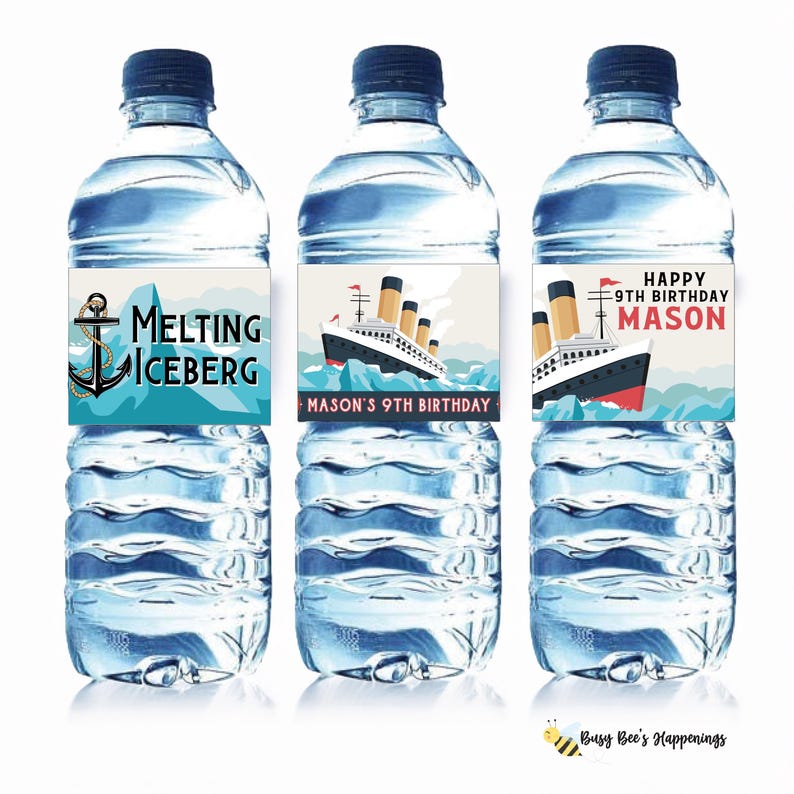 Titanic Birthday Water Bottle Labels: Vintage Cruise (digital Printable ...
