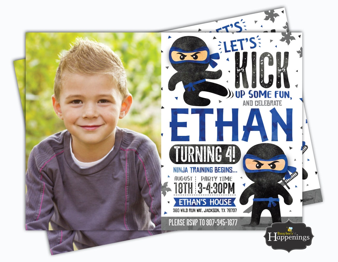 Ninja Birthday Invitation Ninja Birthday Party Ninja - Etsy
