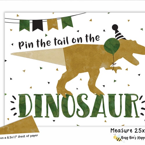 Pin the Tail on the Dinosaur Printable Birthday Party Game - Etsy UK