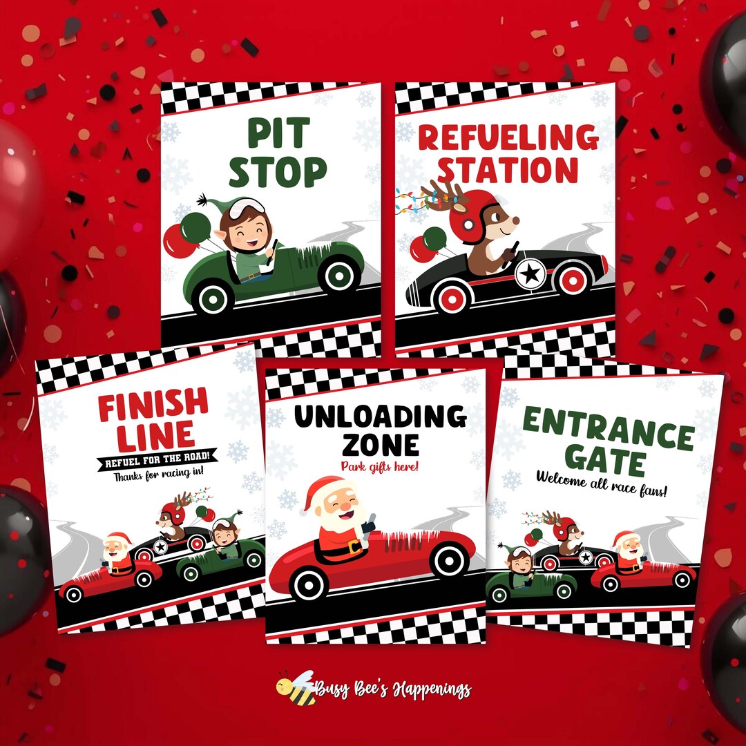 Christmas Race Car Birthday Party Signs: Speedway Decor (PDF) - Etsy