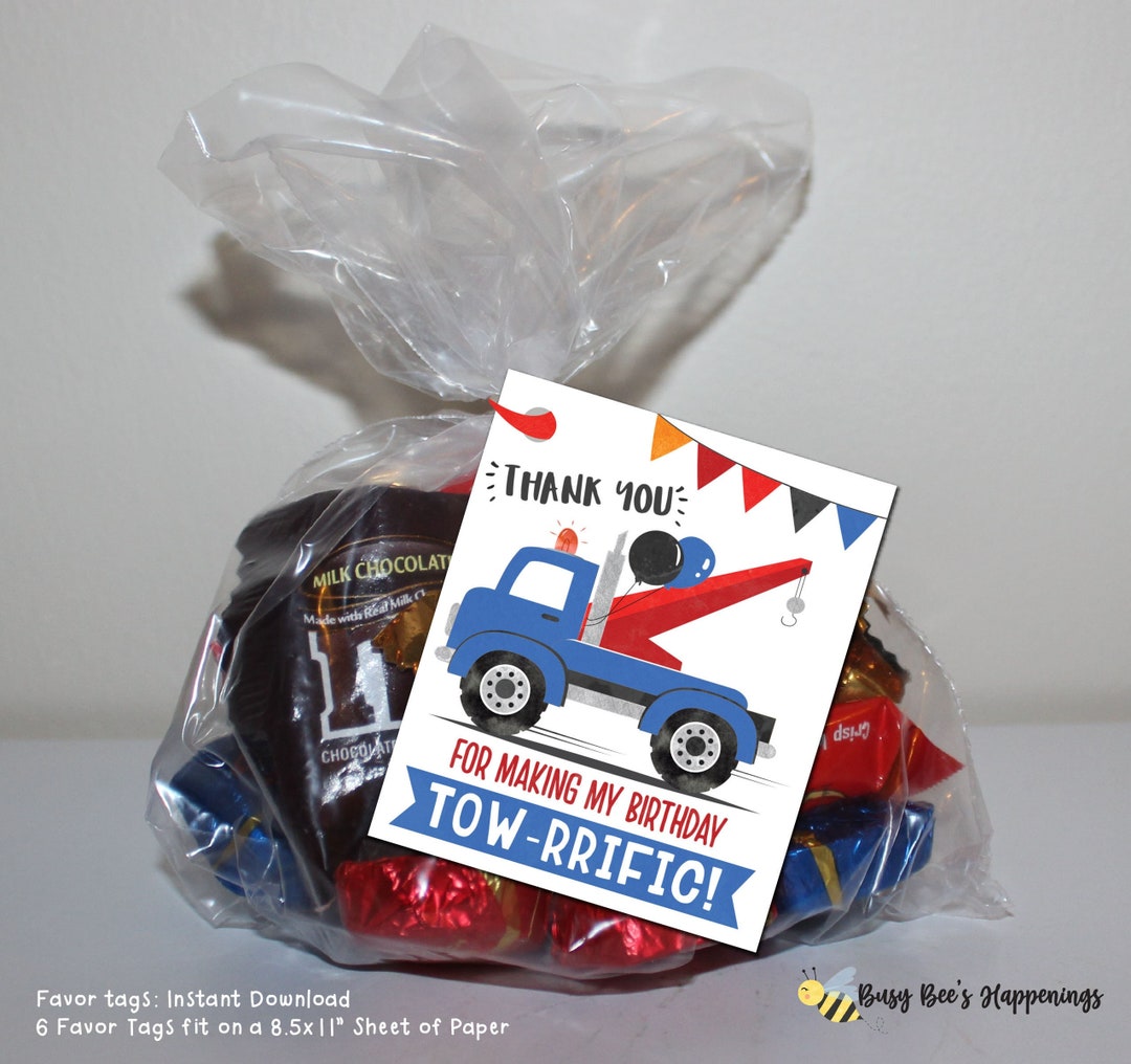 Tow Truck Birthday Favor Tags Tow Truck Tags Truck Birthday Favor Tags ...