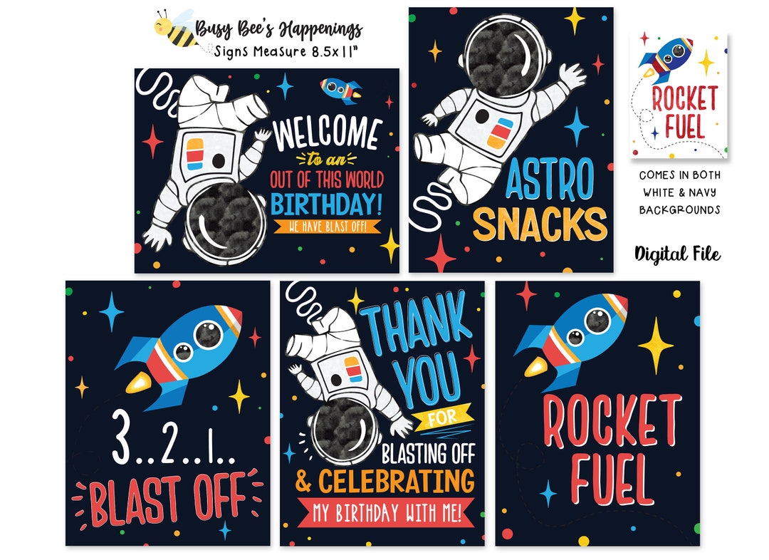 Digital Astronaut Birthday Signs, Space Birthday Decorations Reach Four ...