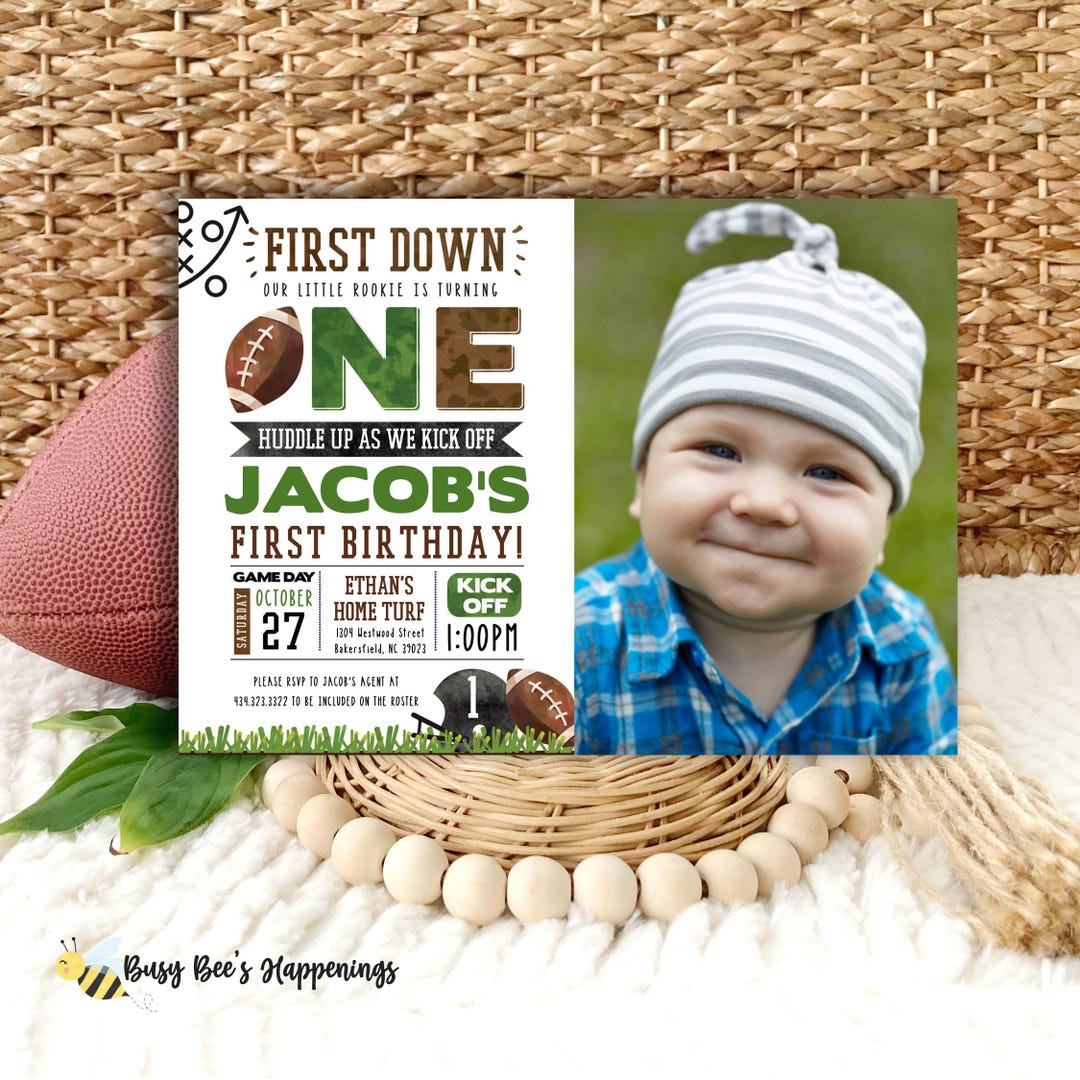 Rookie Football Birthday Invitation, First Birthday Football Birthday ...