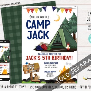 Camping Birthday Signs Camp Out Printable Party Signs Camping Birthday ...