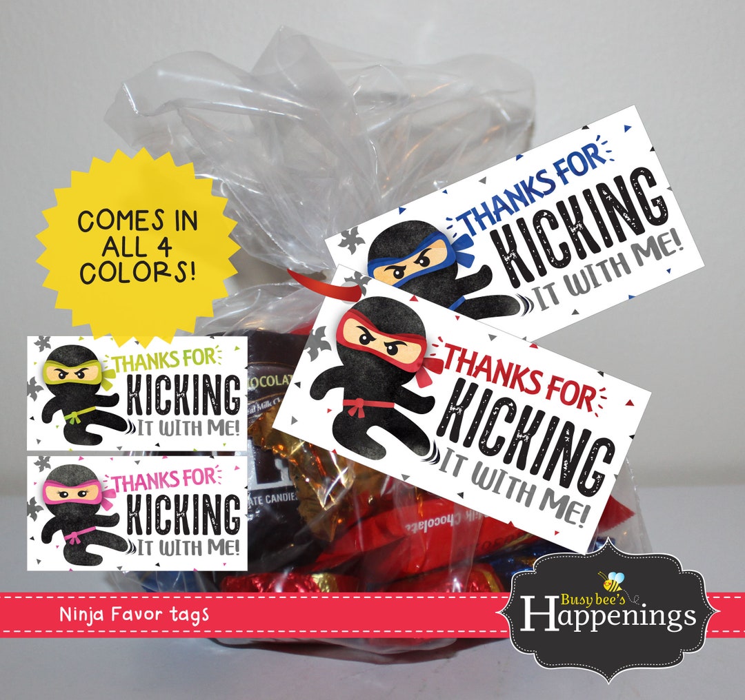 Ninja Birthday Favor Tags, Ninja Party Thank You Tag, Karate Martial ...
