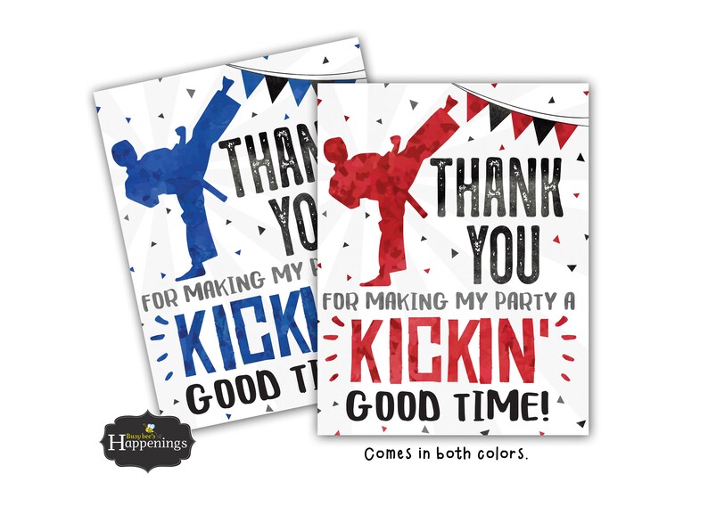 Karate Birthday Thank You Karate Party Thank You Ninja Etsy
