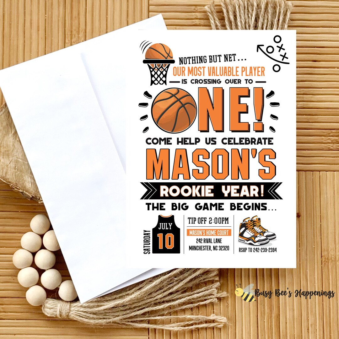 Basketball First Birthday Invitation, Editable Little Baller 1st ...