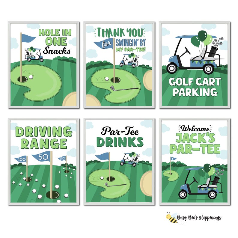 Golf Birthday Party Sign Bundle: Editable Food Table Decor (digital ...
