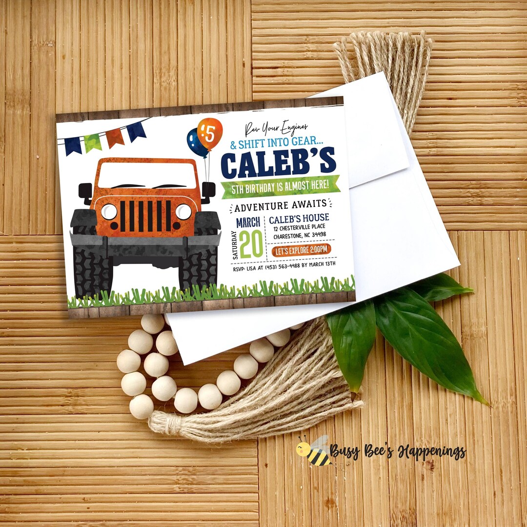4x4 Birthday Invitation, Orange Truck Birthday Invitation, Off-road ...