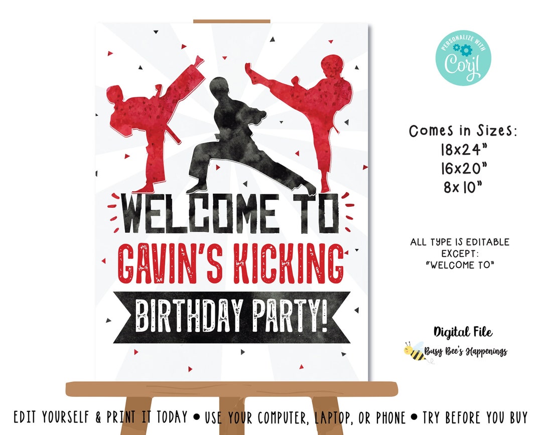 Karate Birthday Sign Karate Welcome Sign Martial Arts Birthday Welcome ...