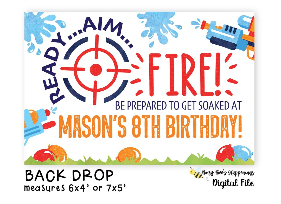 Water Guns Banner Water Gun Birthday Banner Water Fight Banner Water ...