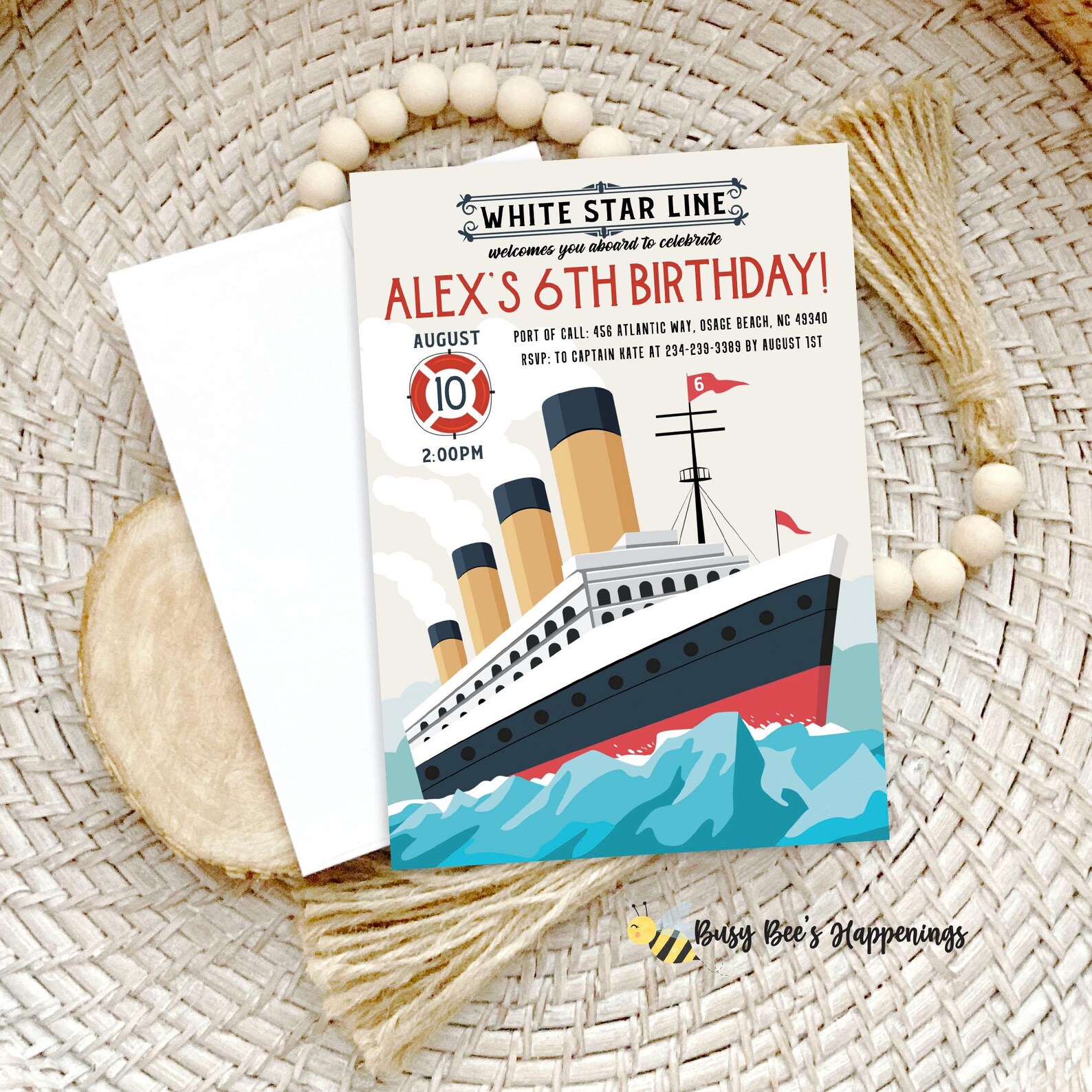 Titanic Birthday Invitation: Vintage Cruise Liner, Nautical Theme ...