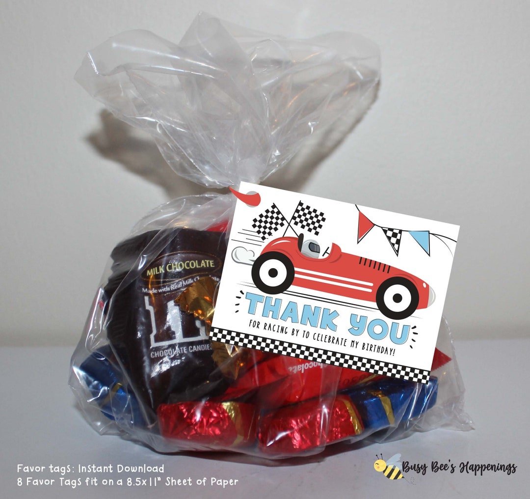 Race Car Favor Tags Racing Favor Tags Racetrack Favor Tags Car Favor ...