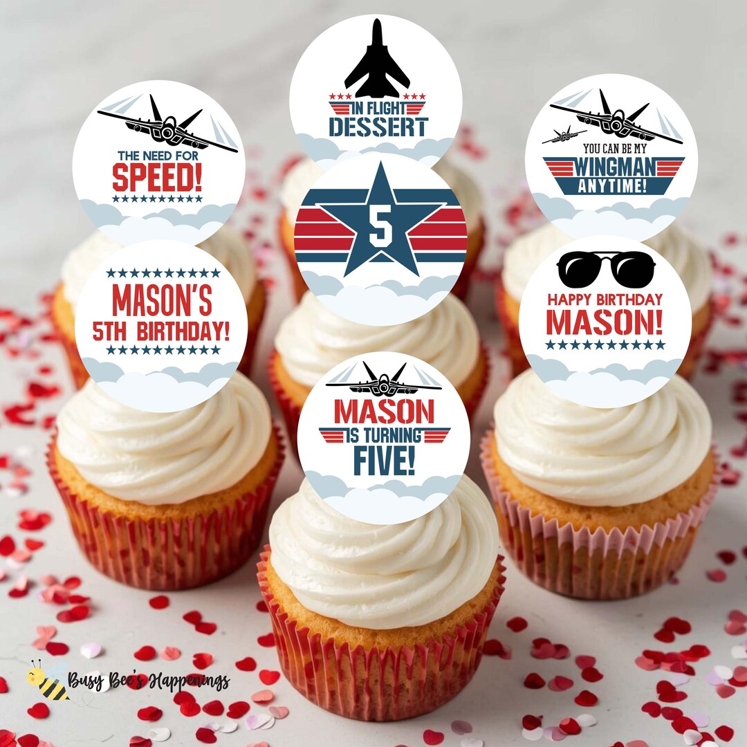 Fighter Jet Birthday Cupcake Toppers: Pilot Party (digital File) - Etsy