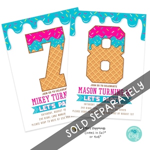 Drip Birthday Party Invitation: Ice Cream Theme (digital) 11th or 12th ...