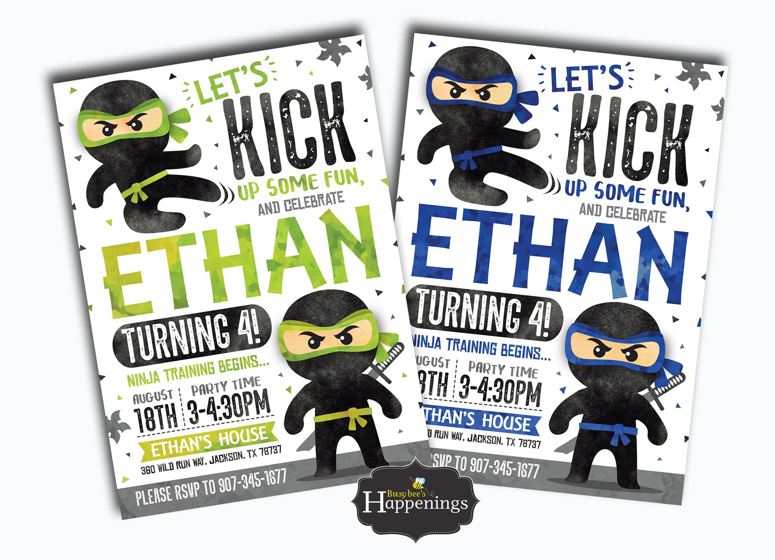 Ninja Birthday Invitation Ninja Birthday Party Martial Arts | Etsy