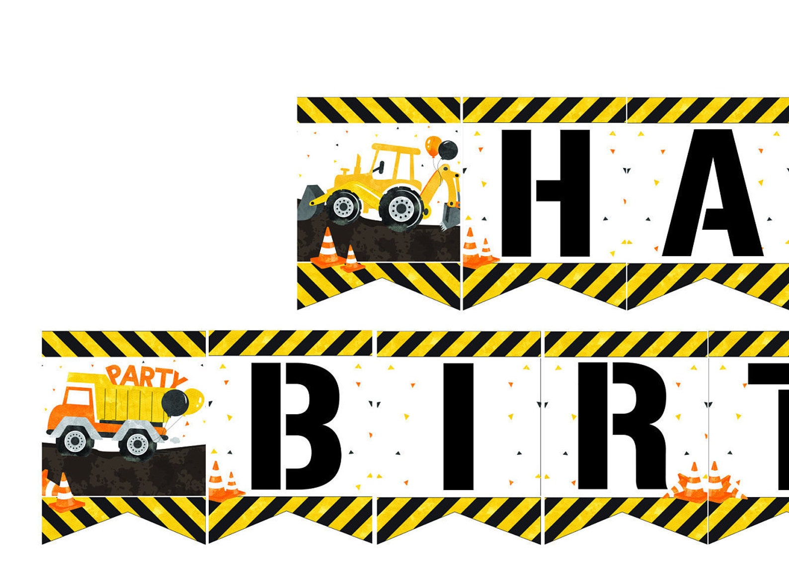 Construction Happy Birthday Banner Construction Birthday Banner ...
