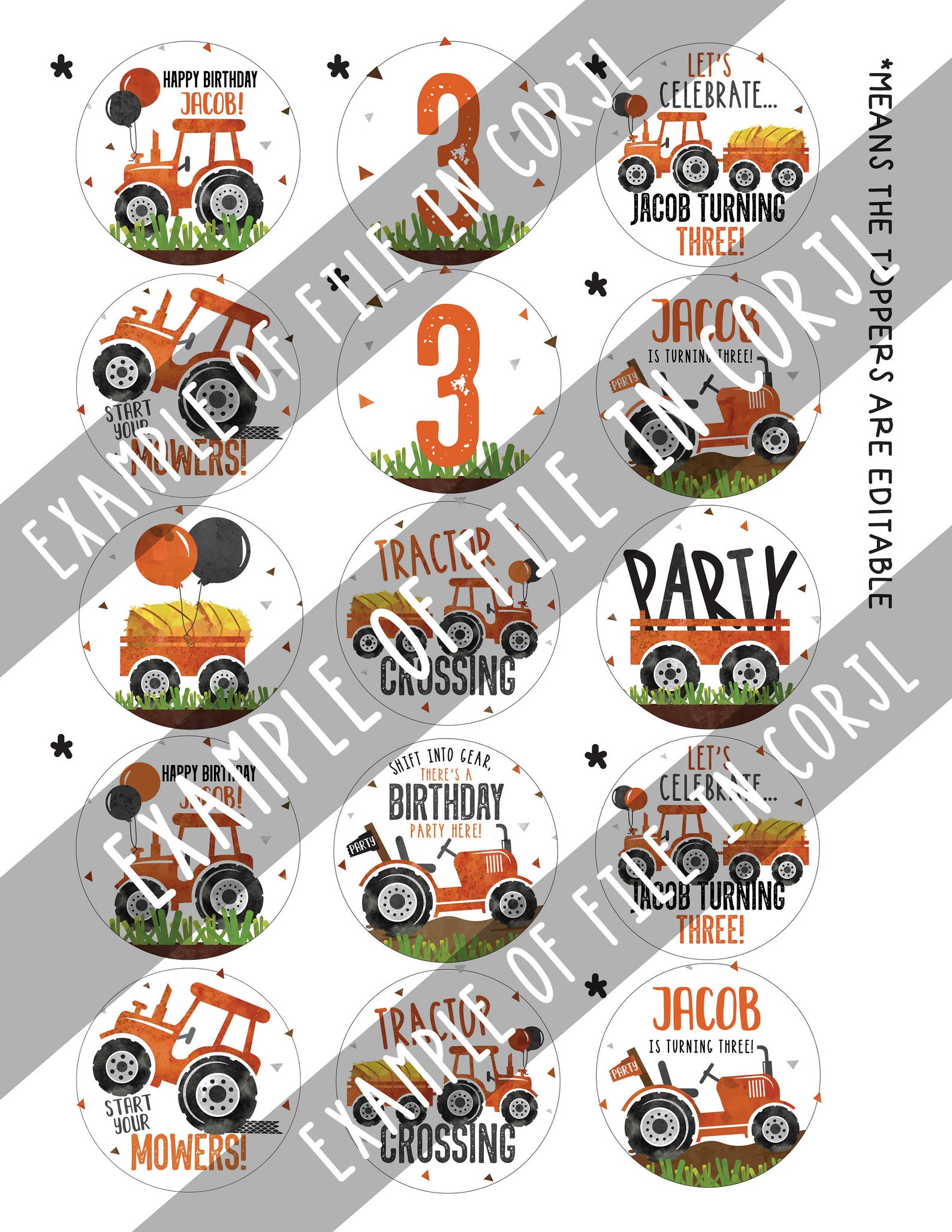 Tractor Cupcake Toppers Tractor Birthday Cupcake Toppers Farm - Etsy