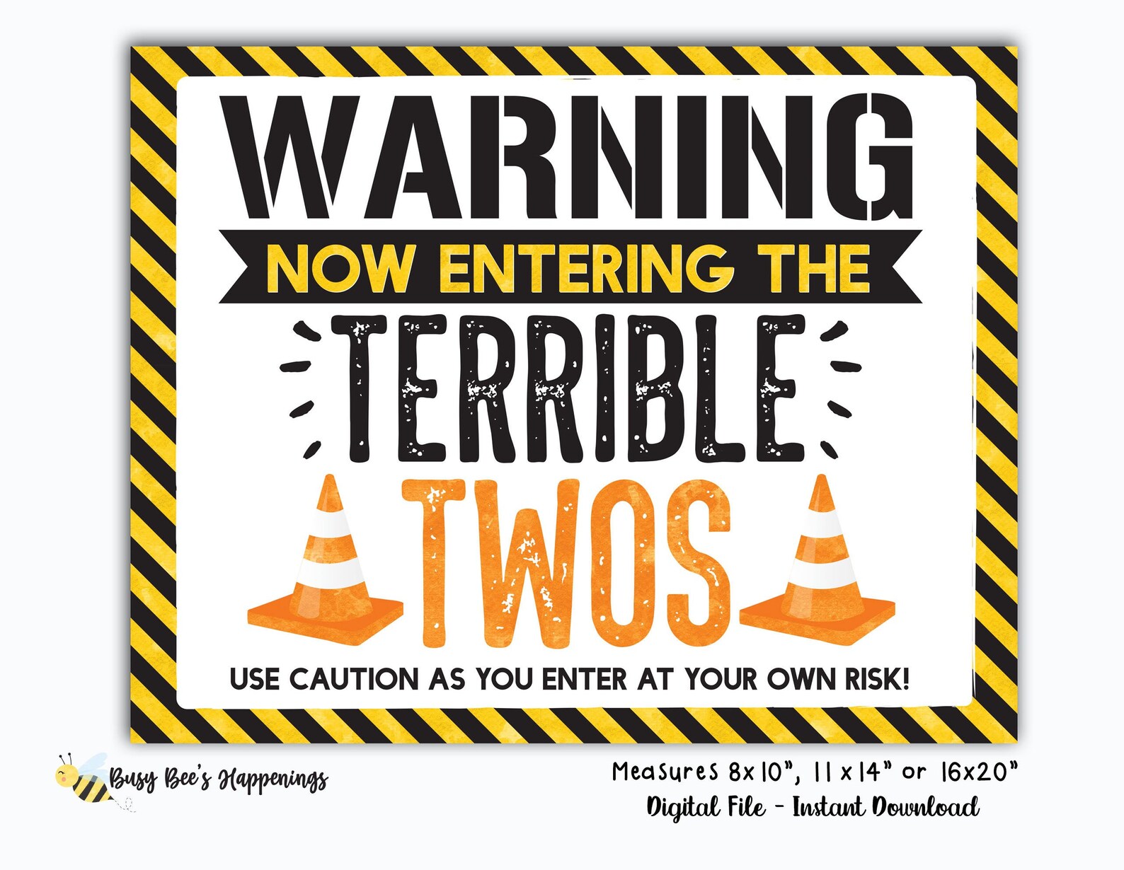 Entering the Terrible Twos Construction Sign Construction - Etsy Australia