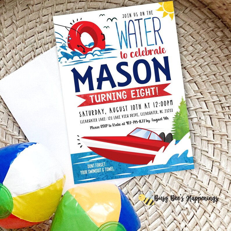 River Tubing Birthday Invitation: Editable Lake Party Template - Etsy