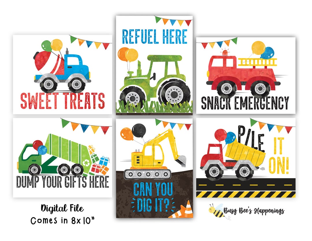 Transportation Birthday Signs: Truck Party Decor (digital File) - Etsy