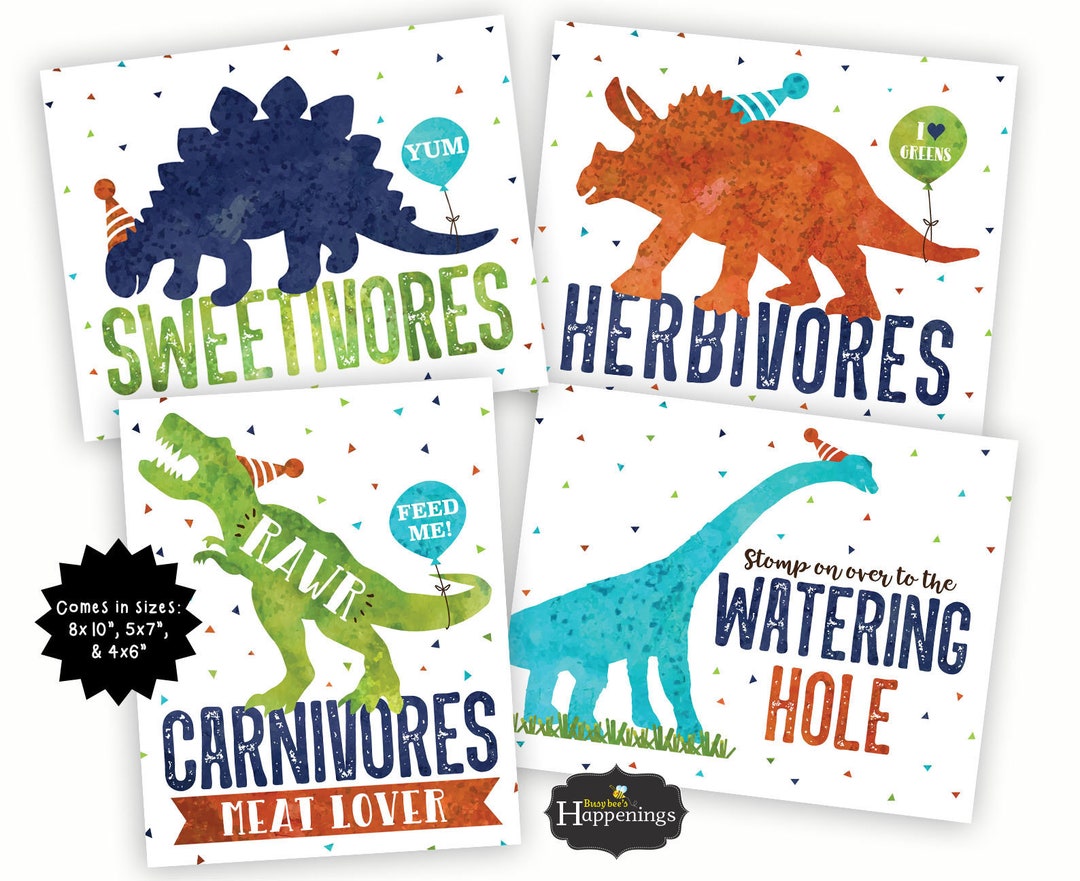 Dinosaur Birthday Signs, Dinosaur Party Signs Bundle, Dinosaur Birthday ...