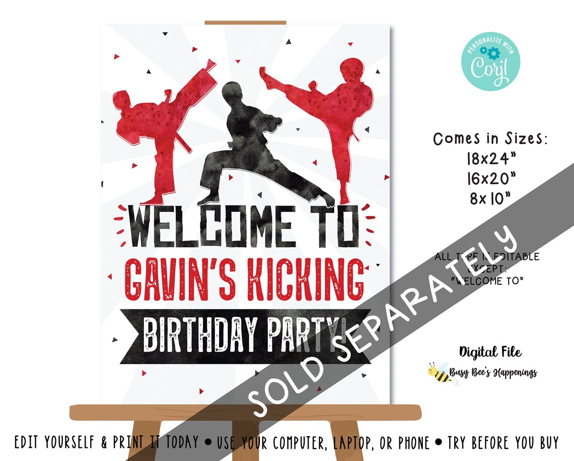 Karate Birthday Party Signs: Ninja Martial Arts Decor (digital File) - Etsy