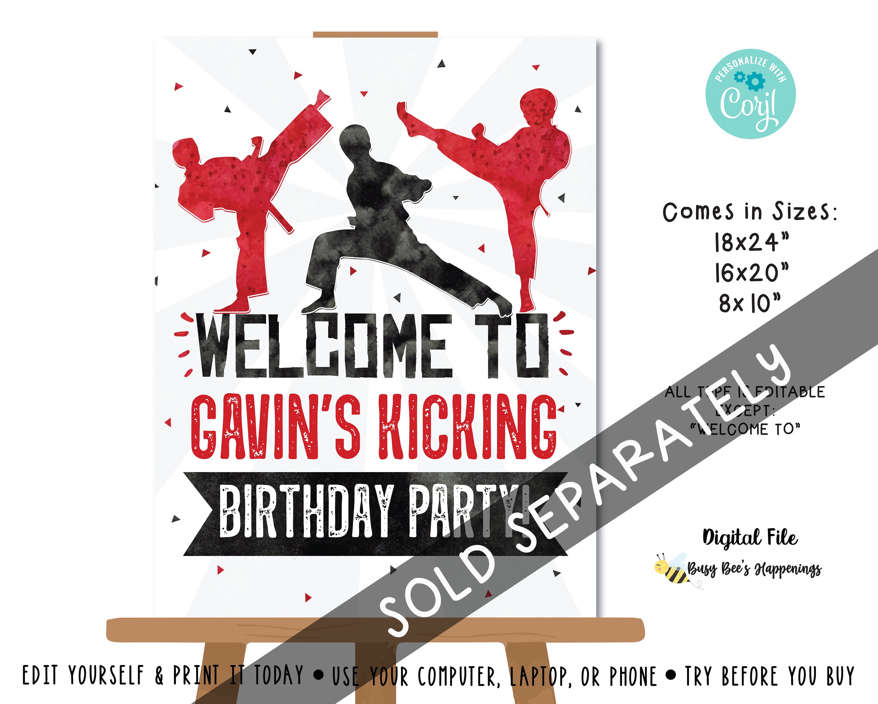 Karate Birthday Party Signs: Ninja Martial Arts Decor (digital File) - Etsy