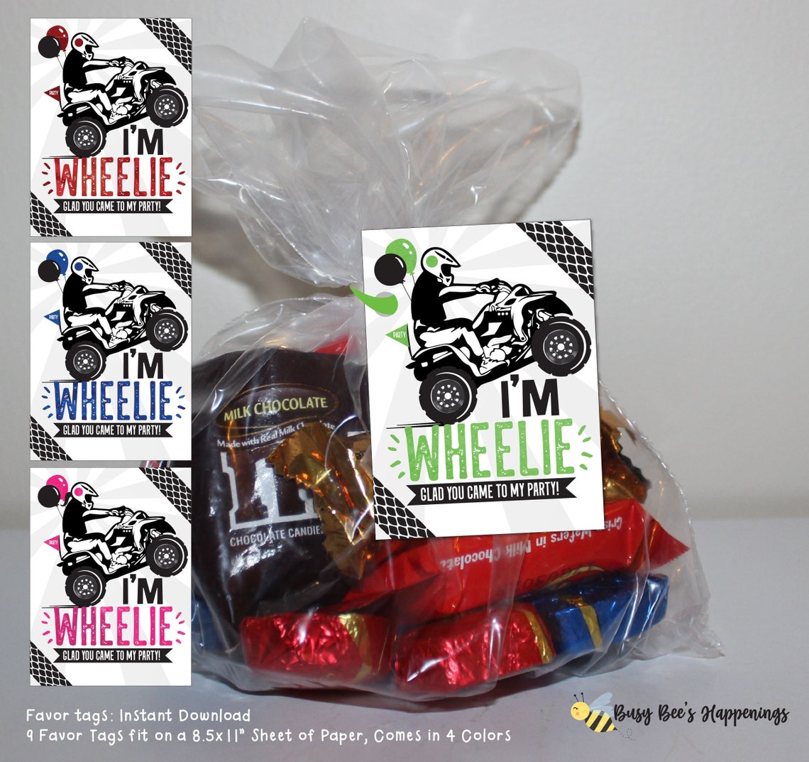 Racing Birthday Favor Tags Four Wheeler Favor Tags All Terrain | Etsy