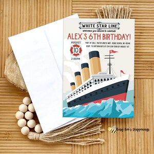 Titanic Birthday Invitation: Vintage Cruise Liner, Nautical Theme ...