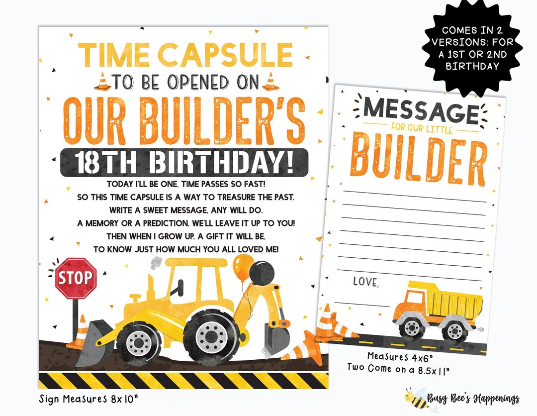 Construction Time Capsule Construction Birthday First Construction ...